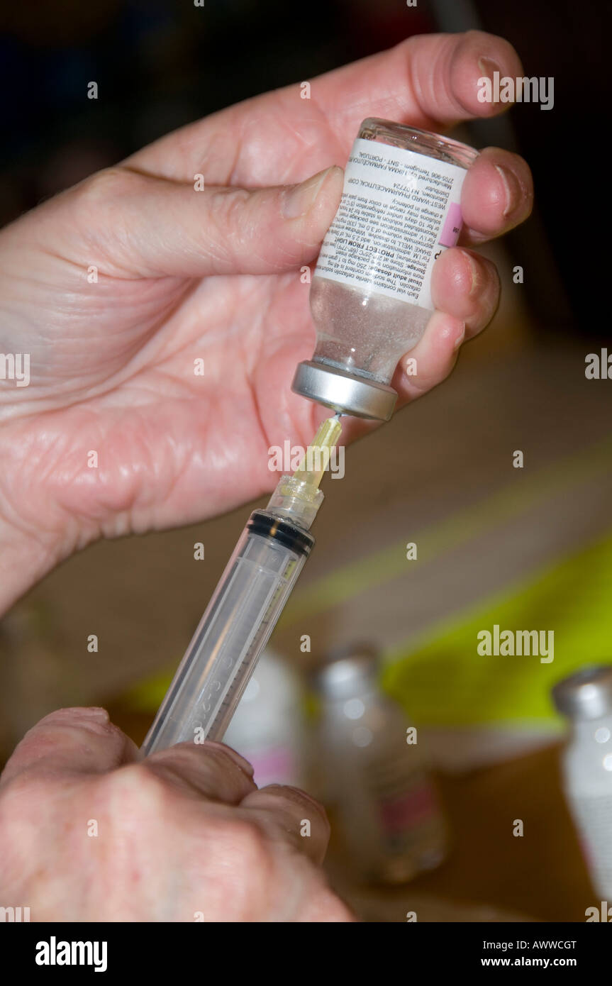 Nurse Preparing IV Medication For Patient Stock Photo - Alamy