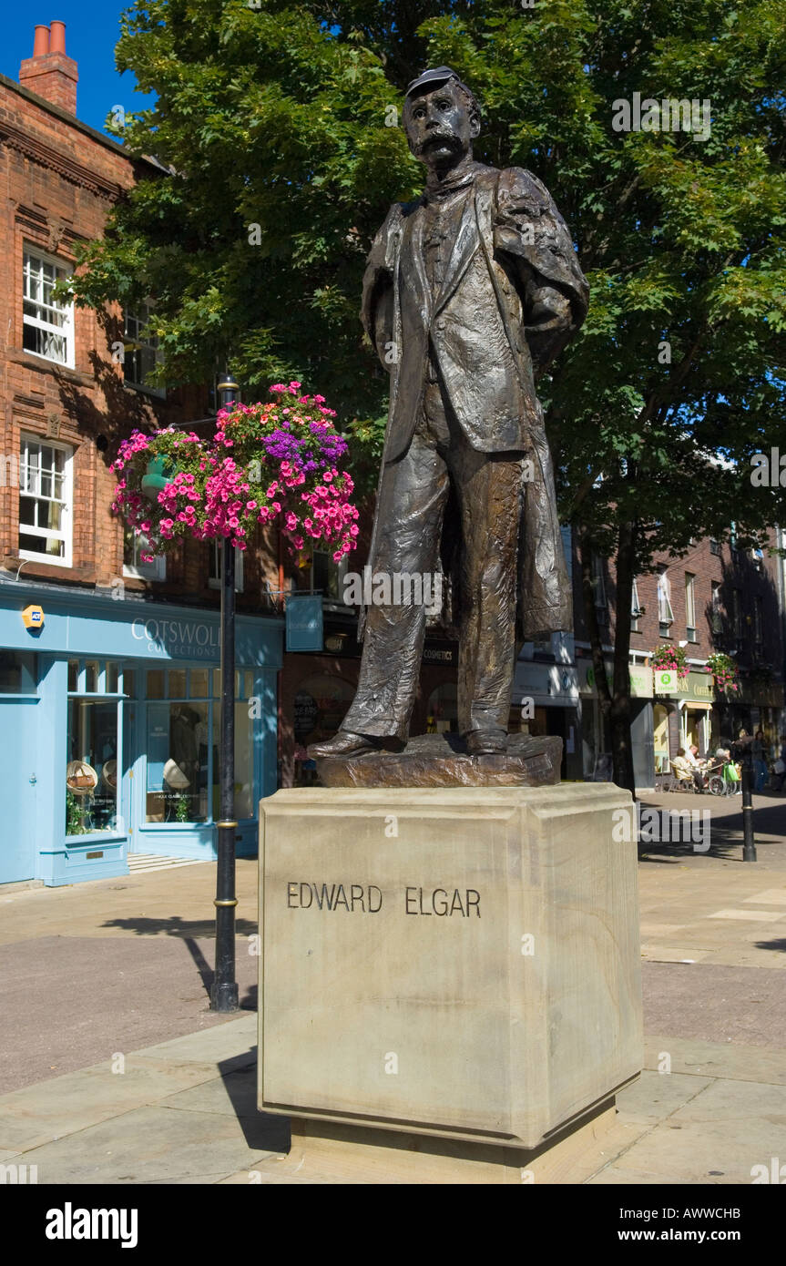 The Elgar statue in the centre of Worcester town looking towards the ...