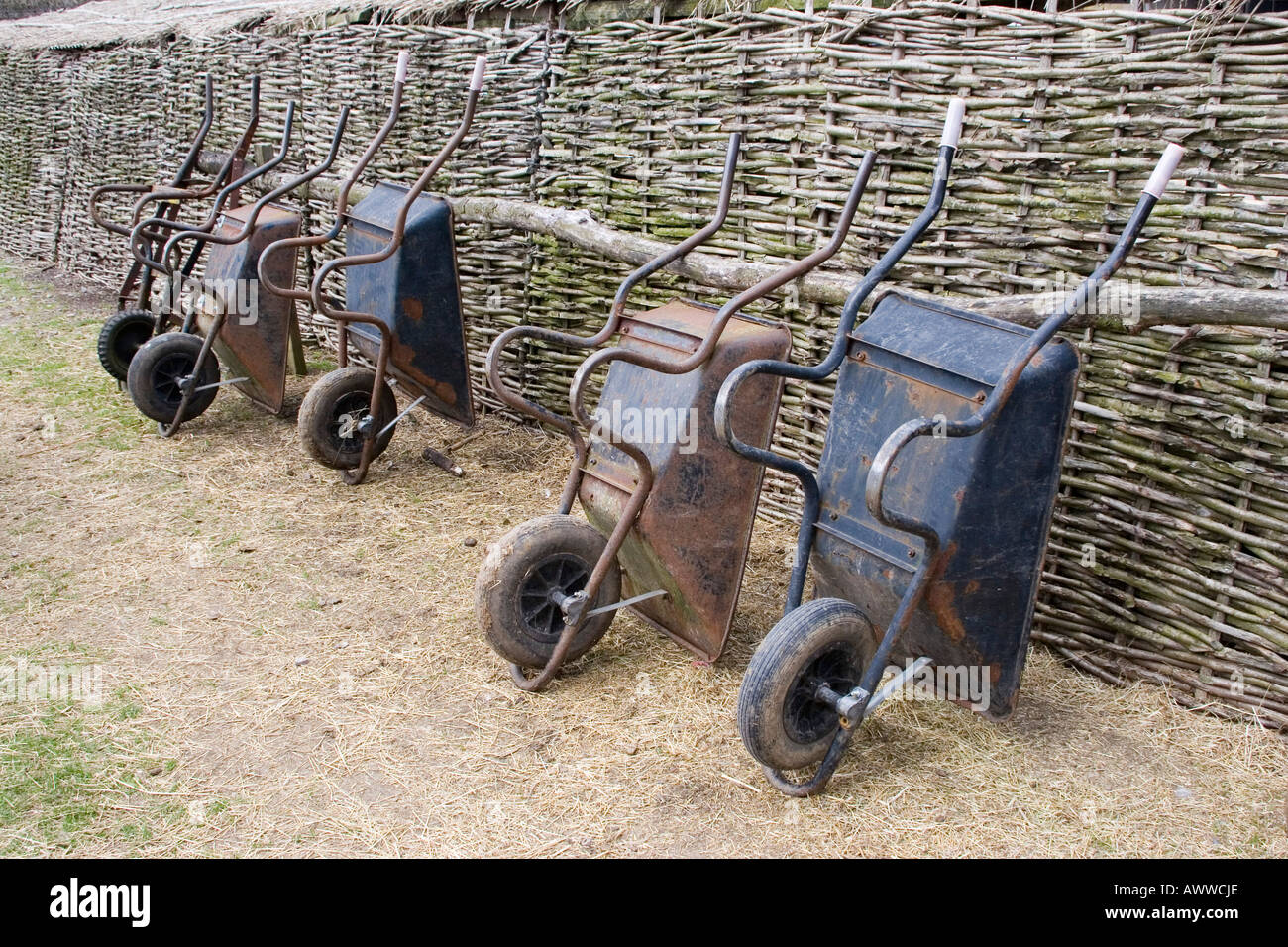 Wheelbarrows at a farm museum Stock Photo - Alamy