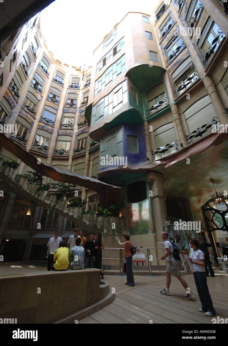 Inner courtyard in the Casa Mila, Barcelona Stock Photo - Alamy