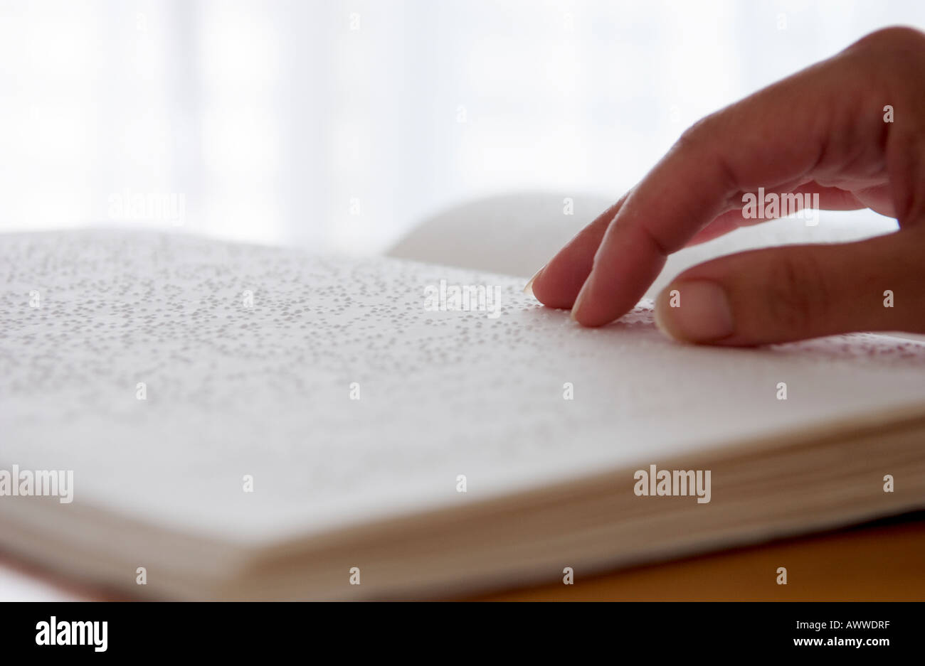 blind person reading braille Stock Photo - Alamy