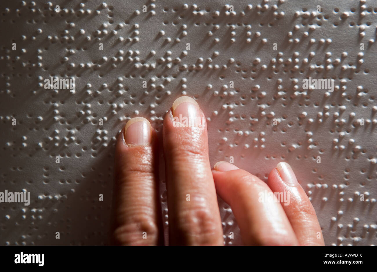 blind person reading braille Stock Photo - Alamy