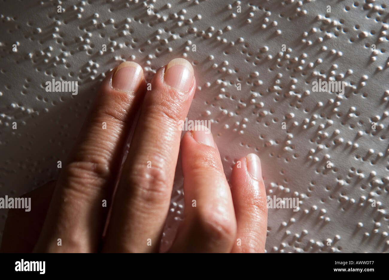 blind person reading braille Stock Photo - Alamy