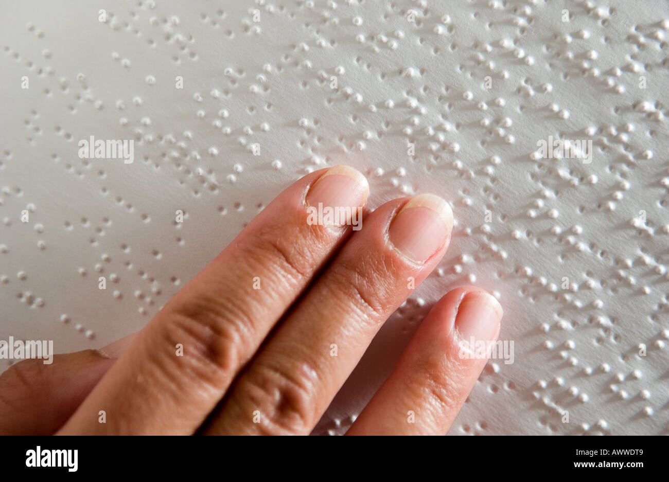 blind person reading braille Stock Photo - Alamy