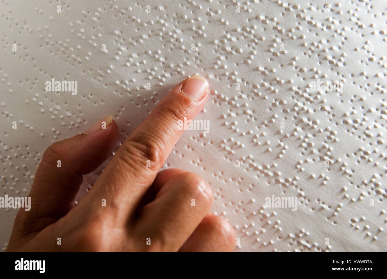 blind person reading braille Stock Photo - Alamy