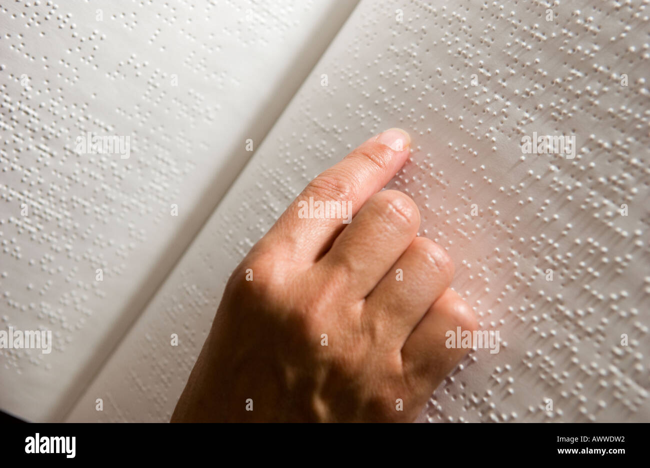 blind person reading braille Stock Photo - Alamy
