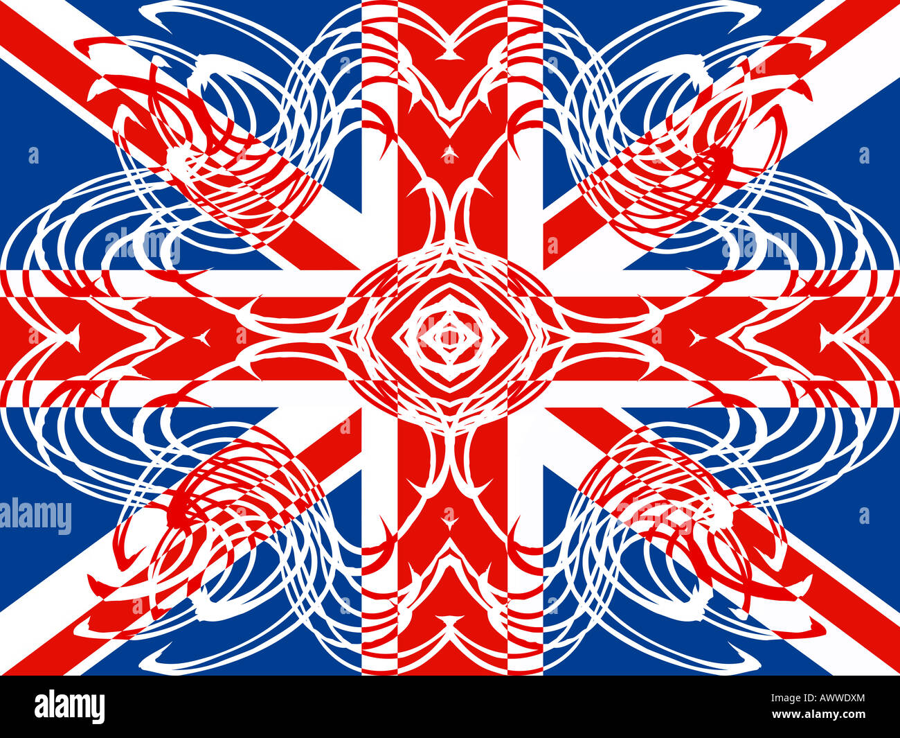 Representation of British flag with design, close up Stock Photo - Alamy