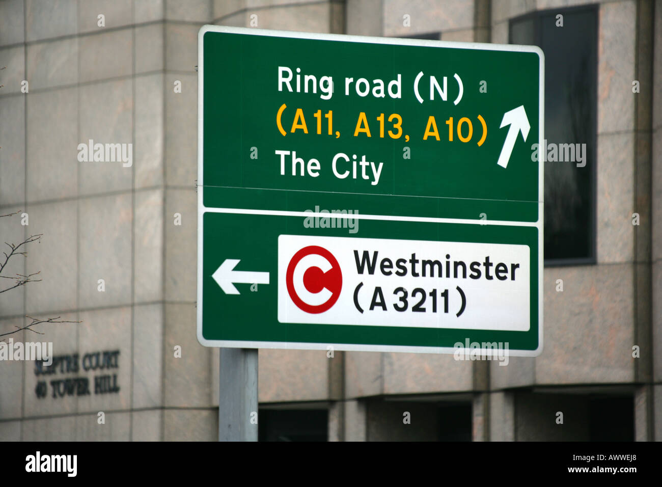 Road sign featuring congestion charging logo, London, England, UK Stock ...