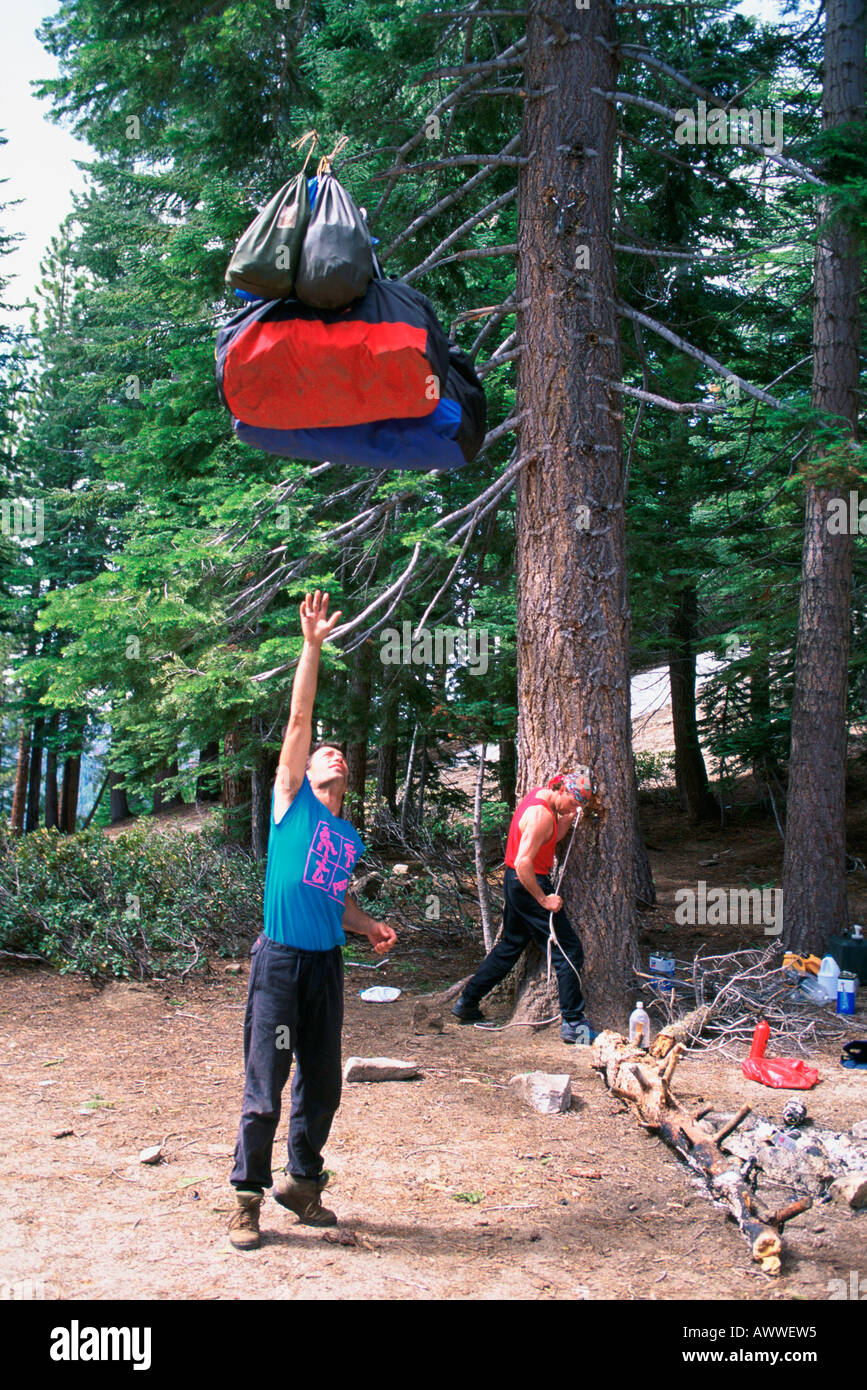 Todd Skinner and Paul Piana hanging a giant bear cache, Half Dome ...