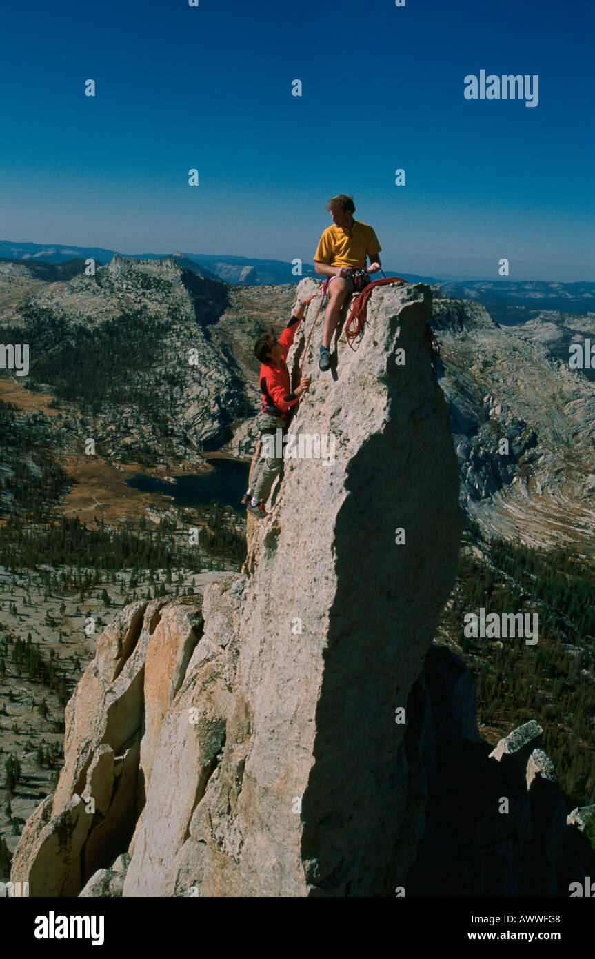 Conrad Anker and Doug Chabot on a spire of Cathedral Peak, Yosemite ...