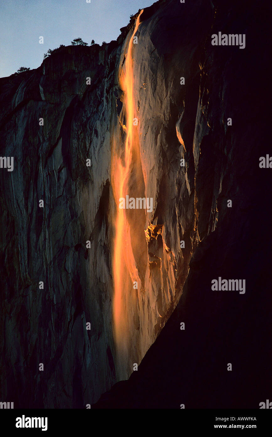 Last light on Horsetail Fall Yosemite California Stock Photo - Alamy