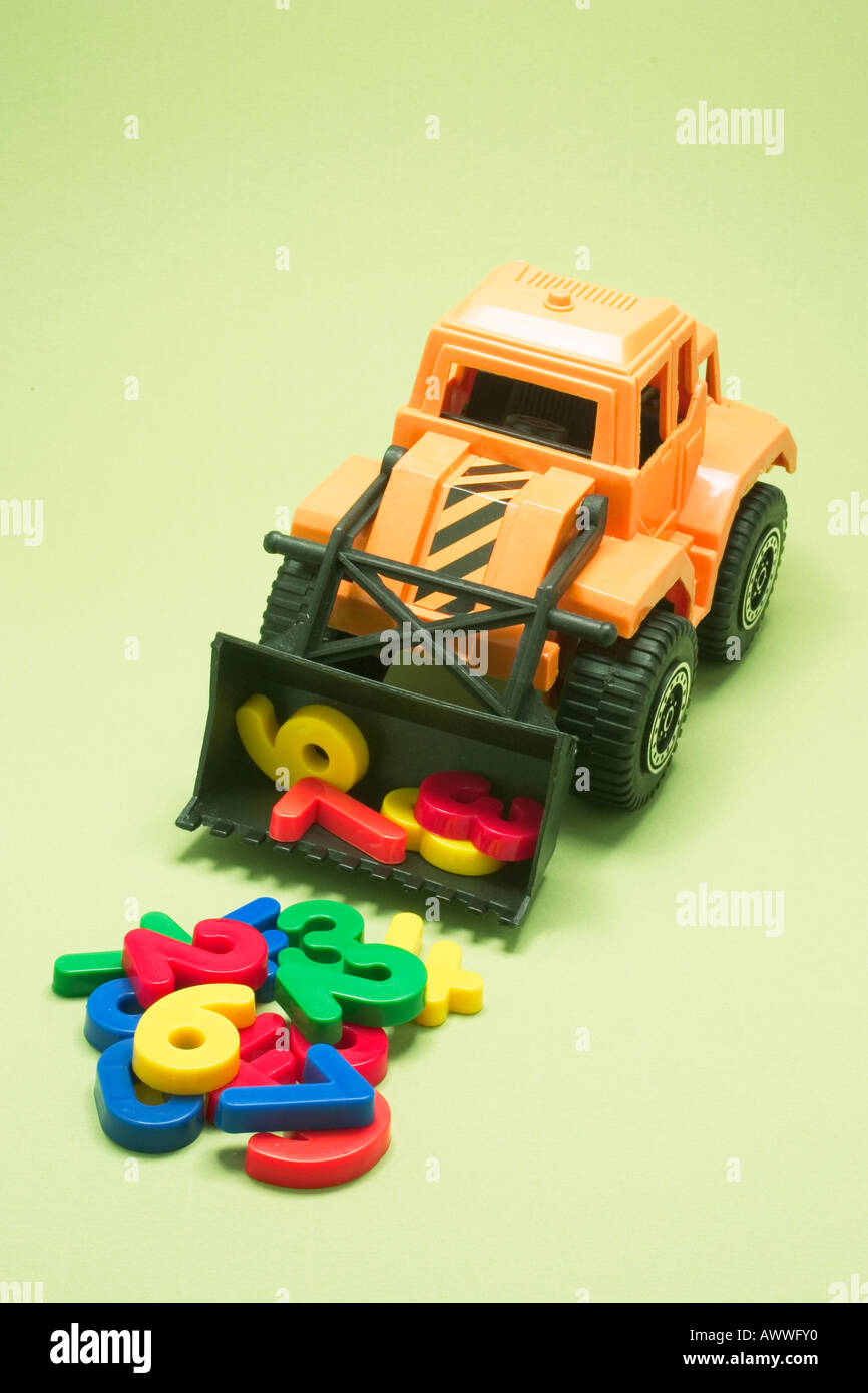 Toy Earth Mover with Plastic Numbers Stock Photo - Alamy