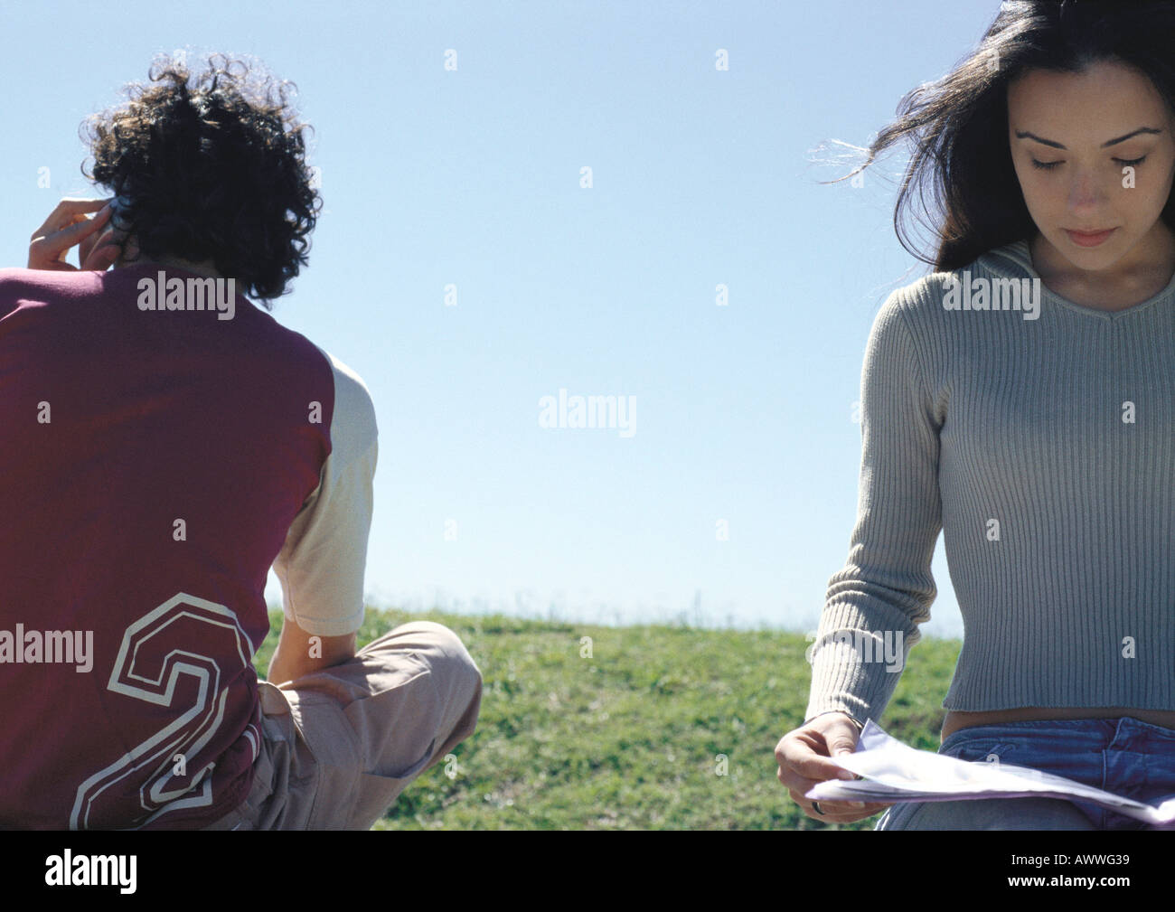 Man woman opposite directions hi-res stock photography and images - Alamy