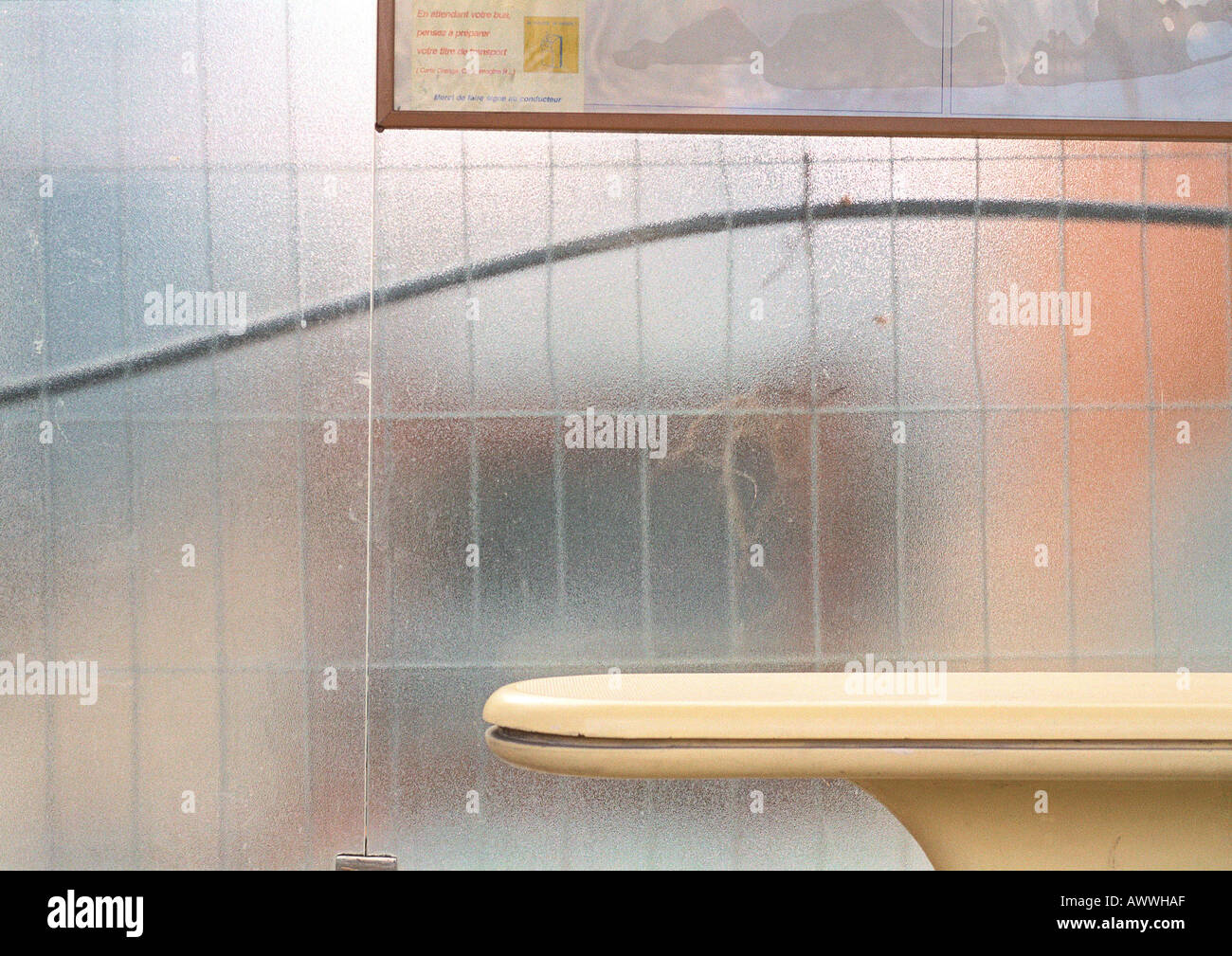 Plastic bench in bus shelter, close-up Stock Photo - Alamy