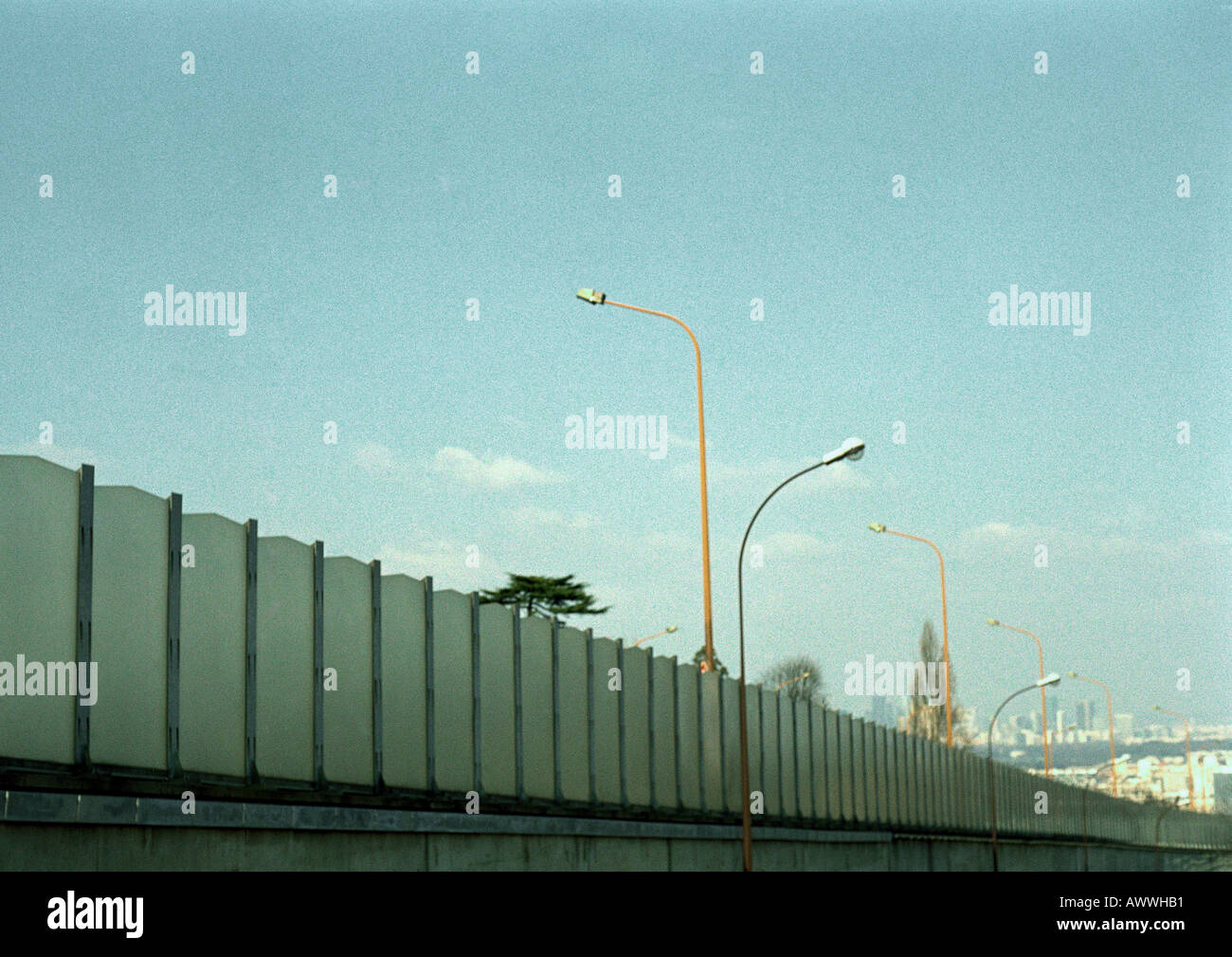 Sound wall and street lamps Stock Photo - Alamy