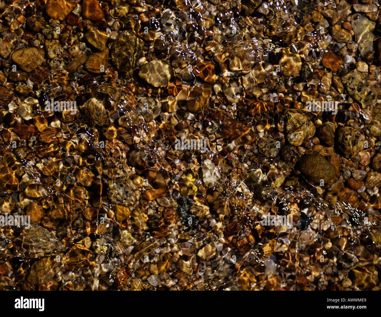 Detail of water and granite pebbles, Merced River, Yosemite National ...