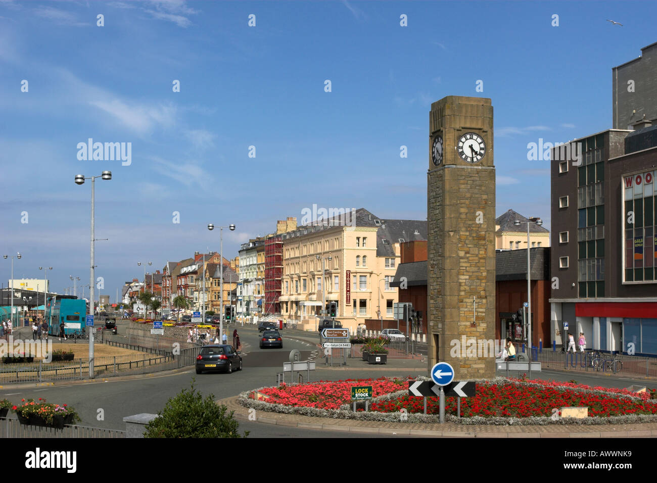 Clock tower on East Parade at Rhyl in North Wales Stock Photo - Alamy
