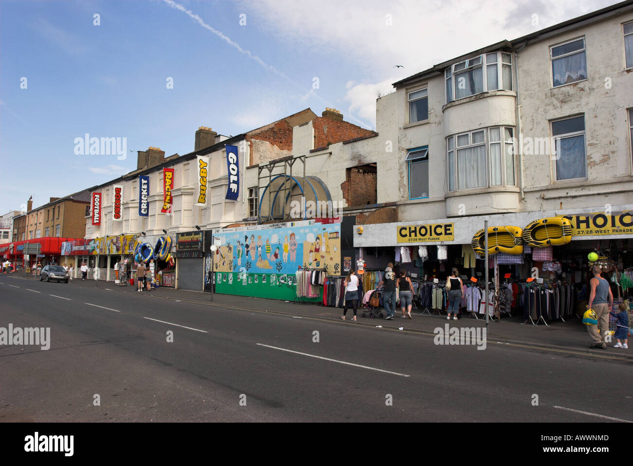 Shops on West parade in Rhyl North Wales Stock Photo - Alamy