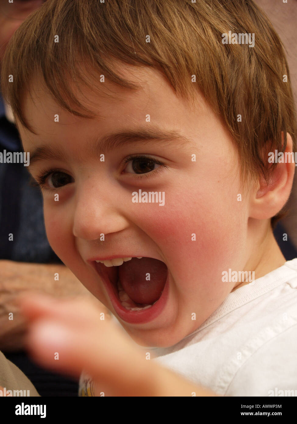 happy looking toddler home secure smiling smile Stock Photo - Alamy