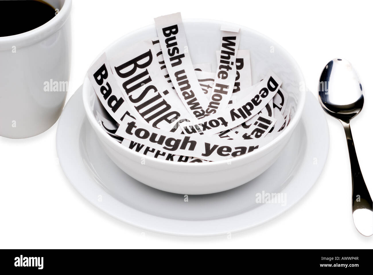 eating the morning news headlines for breakfast Stock Photo - Alamy