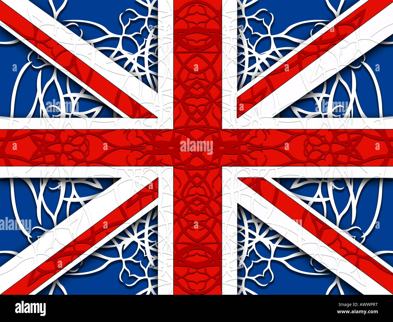 Representation of British flag with design, close up Stock Photo - Alamy