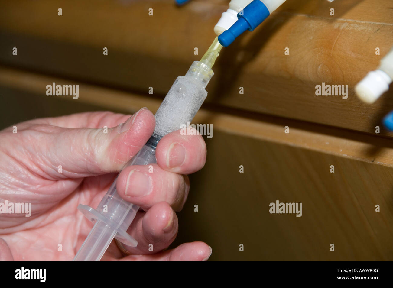 Nurse Preparing IV Medication For Patient Stock Photo - Alamy
