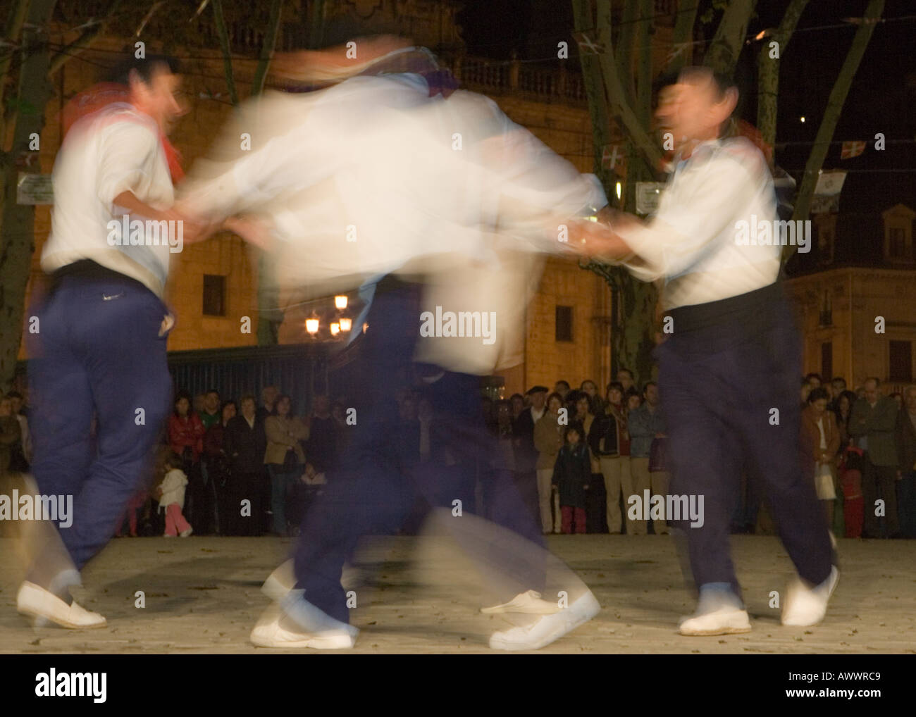 Men in Basque traditional folk costume dances in Arenal, Bilbao, Basque ...
