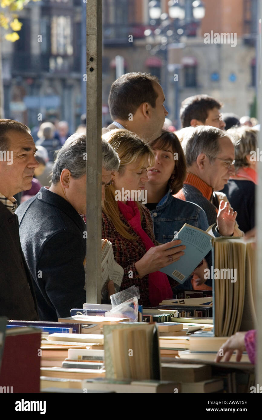 Basque people browse new and secondhand books for sale at the book ...
