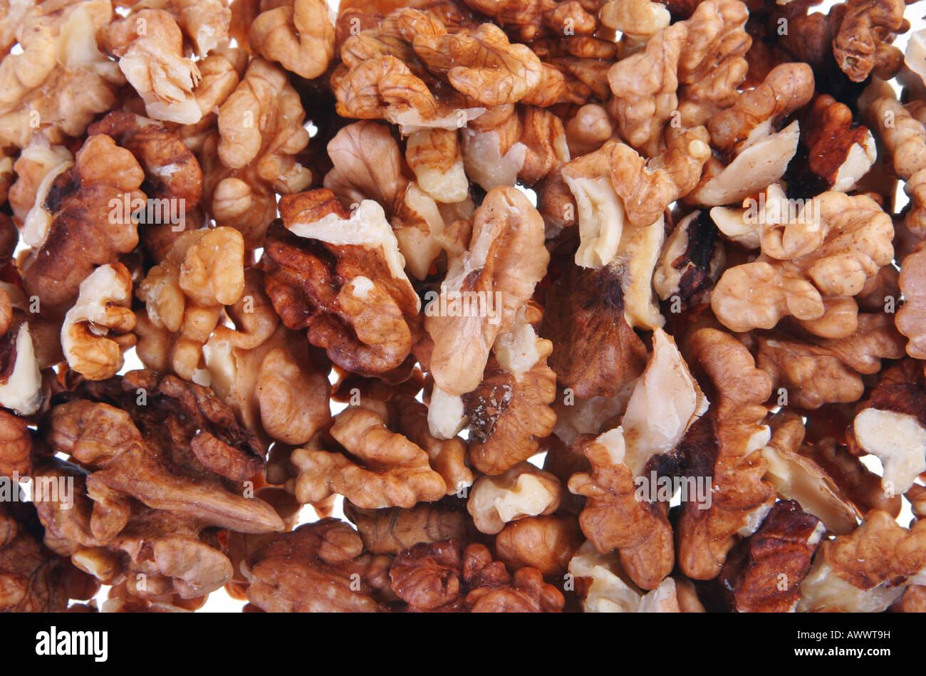 Walnut detail background on white background Stock Photo - Alamy
