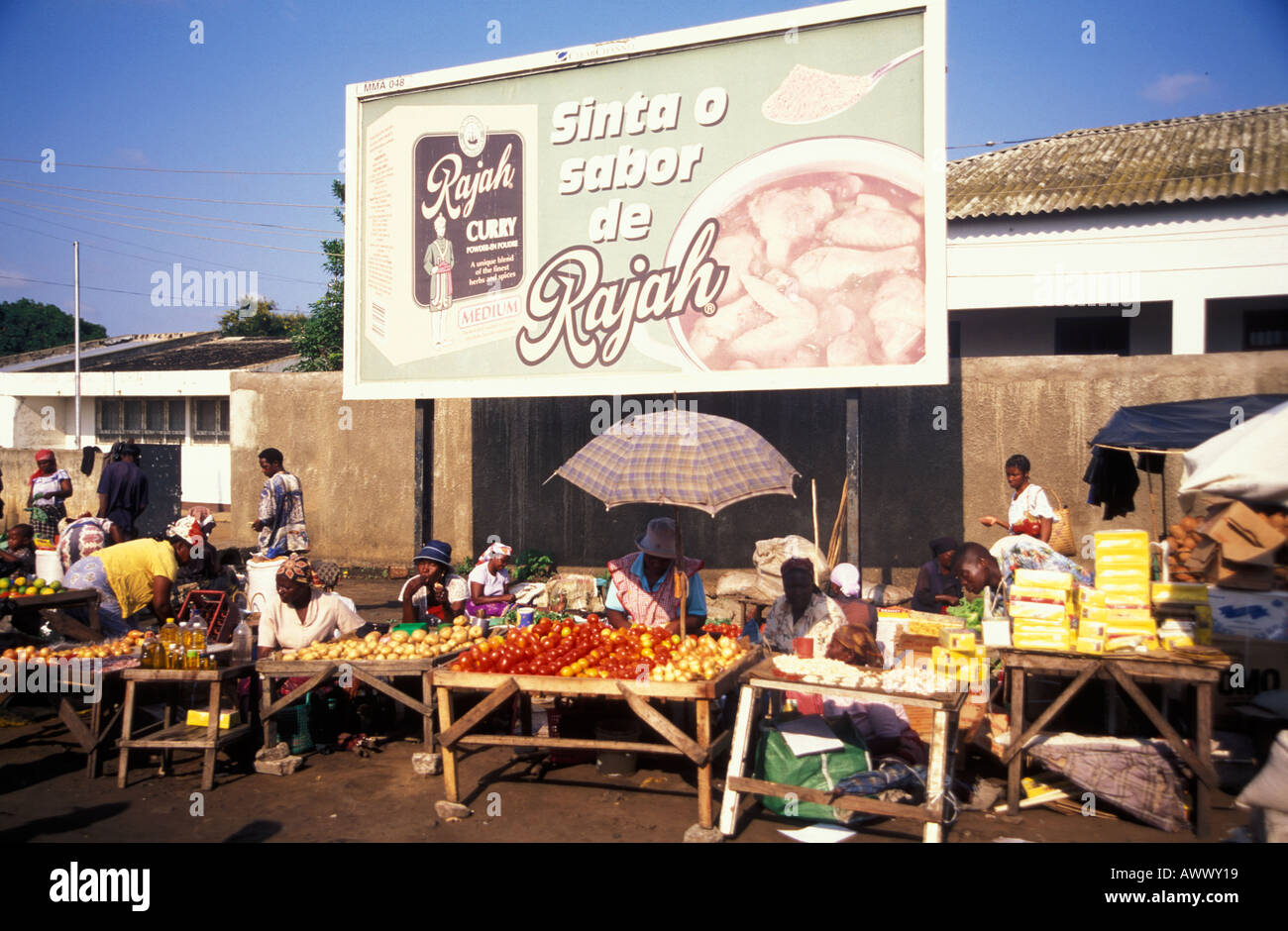 Southern Africa Mozambique Maputo Market and Curry powder advertising ...