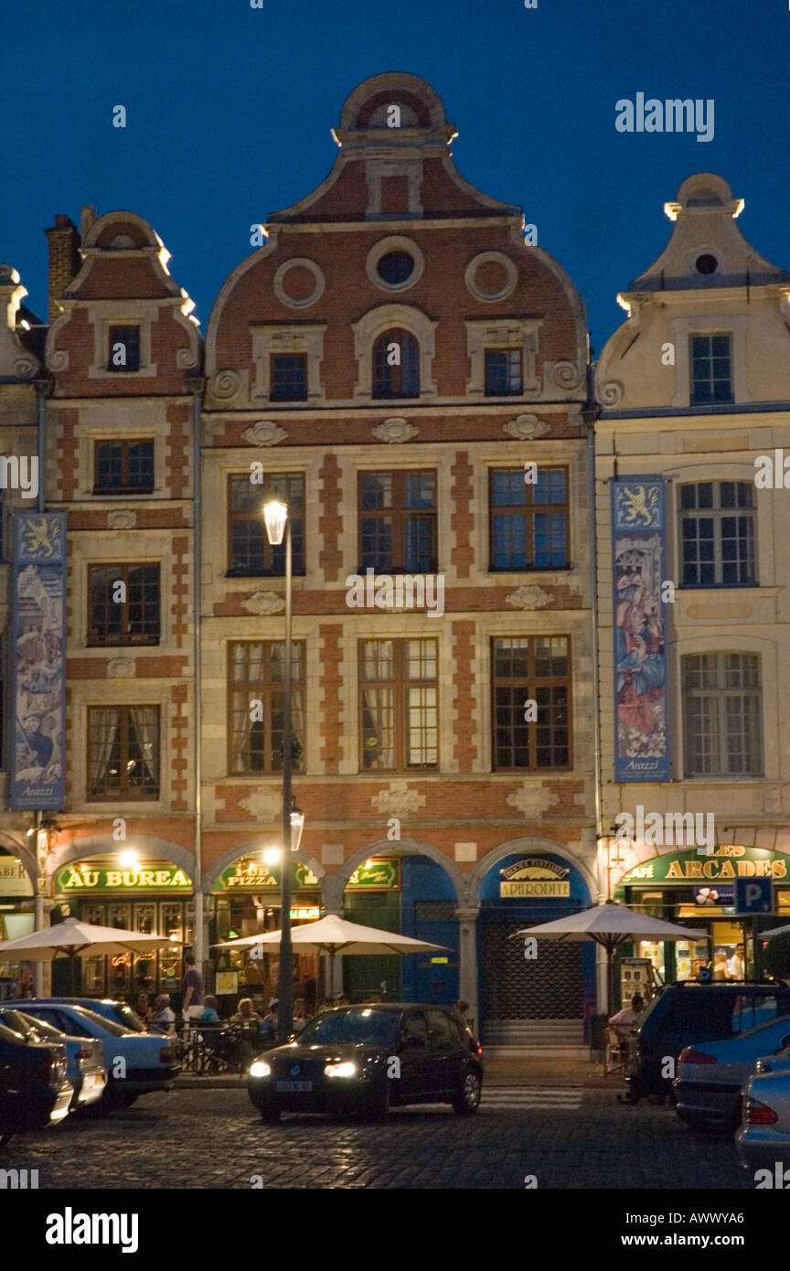 Flemish architecture Place de Heros Arras at night France Stock Photo ...