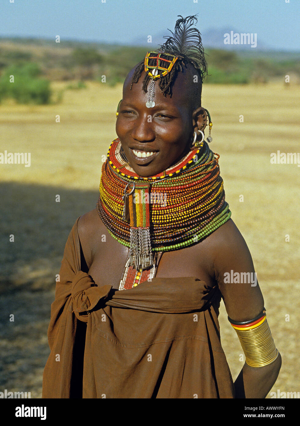 Turkana Woman with many beaded necklaces Stock Photo - Alamy
