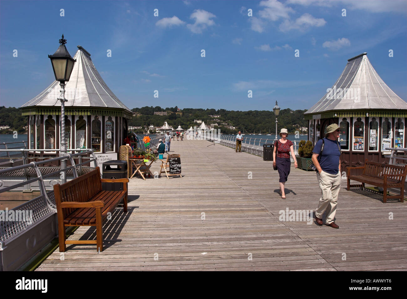 People walking on Bangor pier in North Wales Stock Photo - Alamy