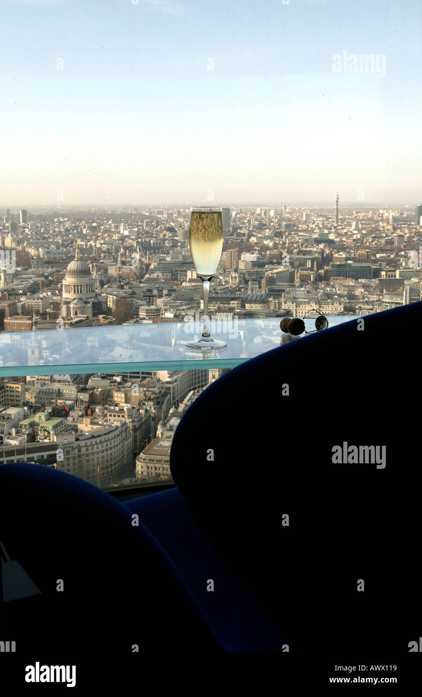 View from Tower 42 Champagne bar overlooking St Pauls and the city of ...