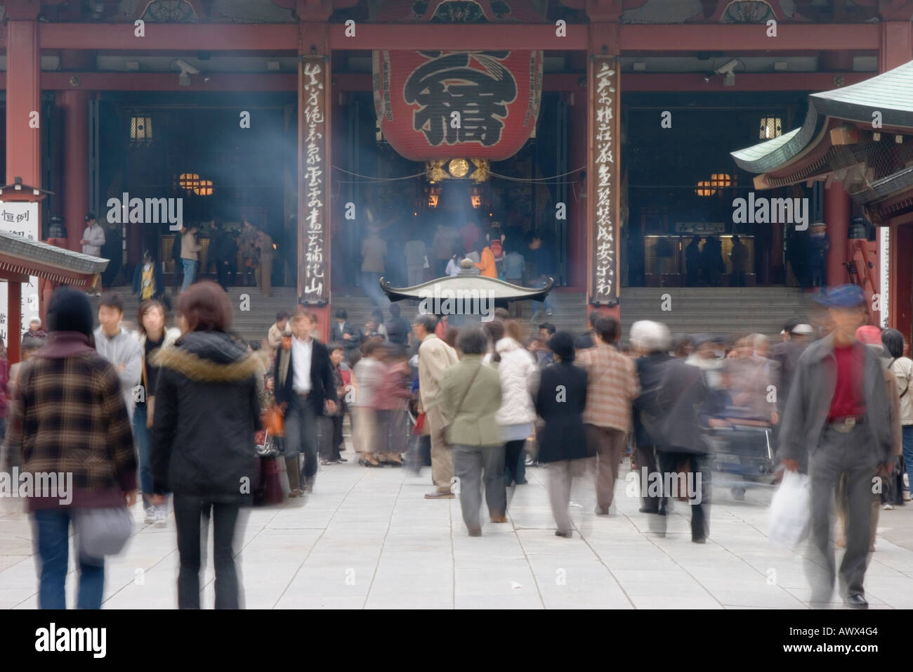 Visitors at the Main Hall of Sensoji (aka Asakusa Kannon Temple) in ...