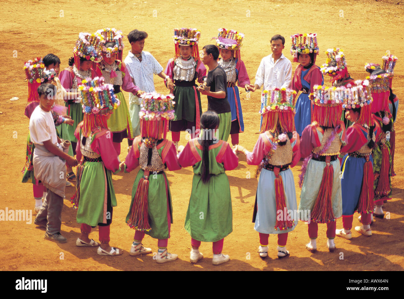 Lisu tribe dancers in circle at Mae Hong Son Thailand Stock Photo - Alamy