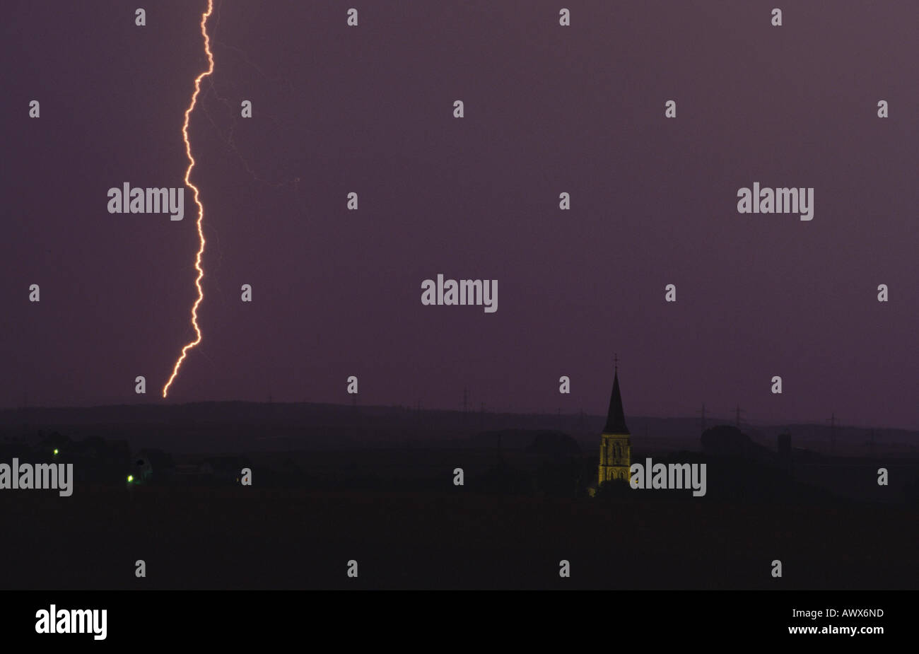 lightning by night, Germany, Eifel Stock Photo - Alamy