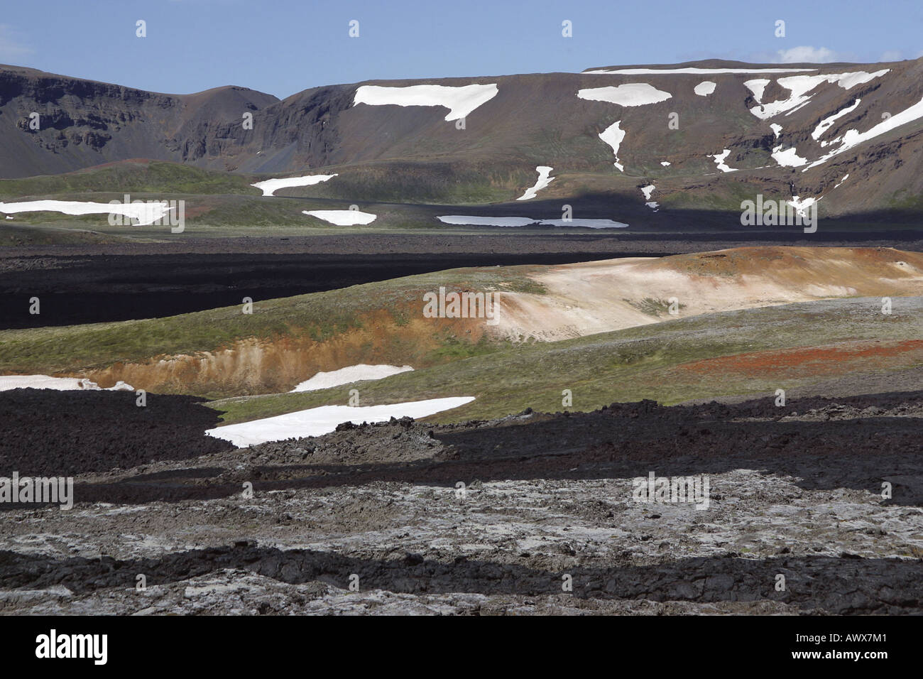 snow fields in volcanic landscape, Iceland, Krafla Stock Photo - Alamy