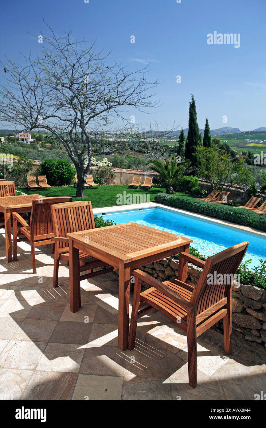 Large rustic hotel and swimming pool set in beautiful gardens in the ...