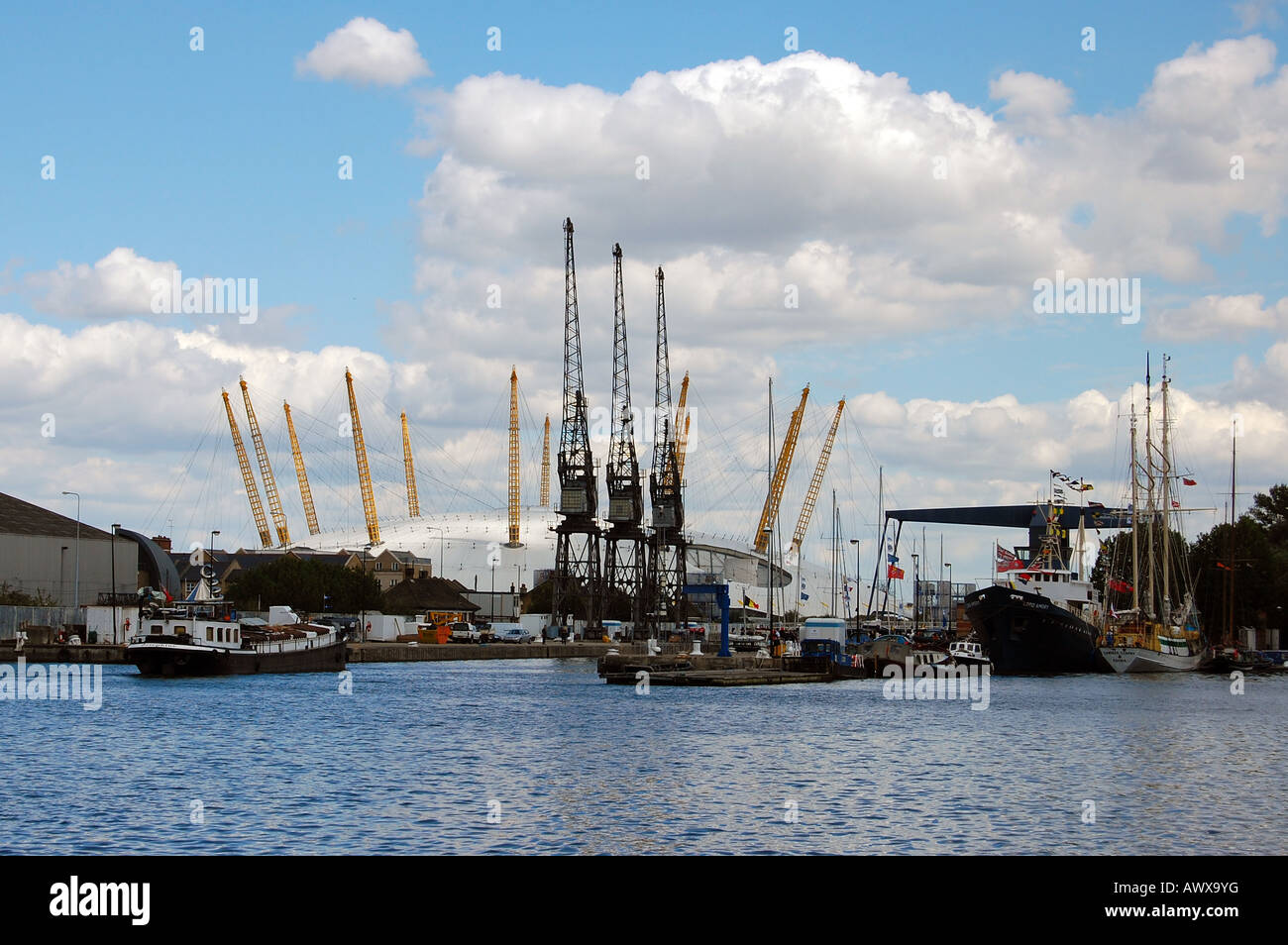 Looking across West India Millwall Docks in the Docklands region of ...