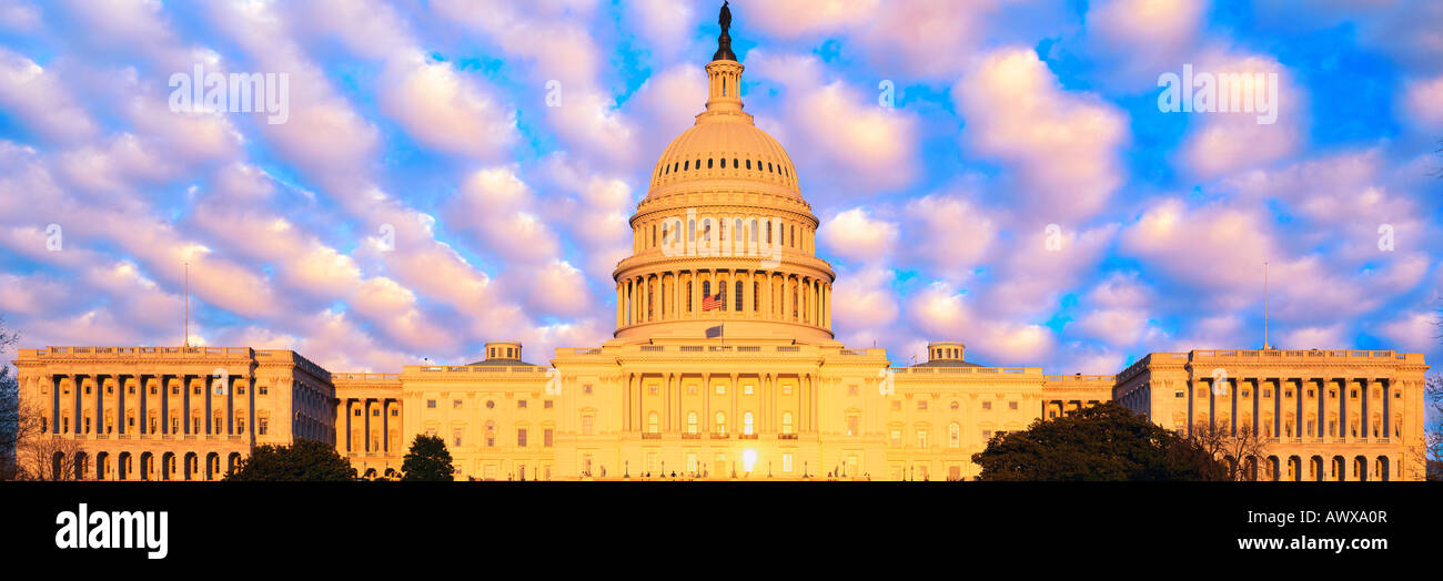 Composite image of the U.S. Capitol and blue sky with white puffy ...