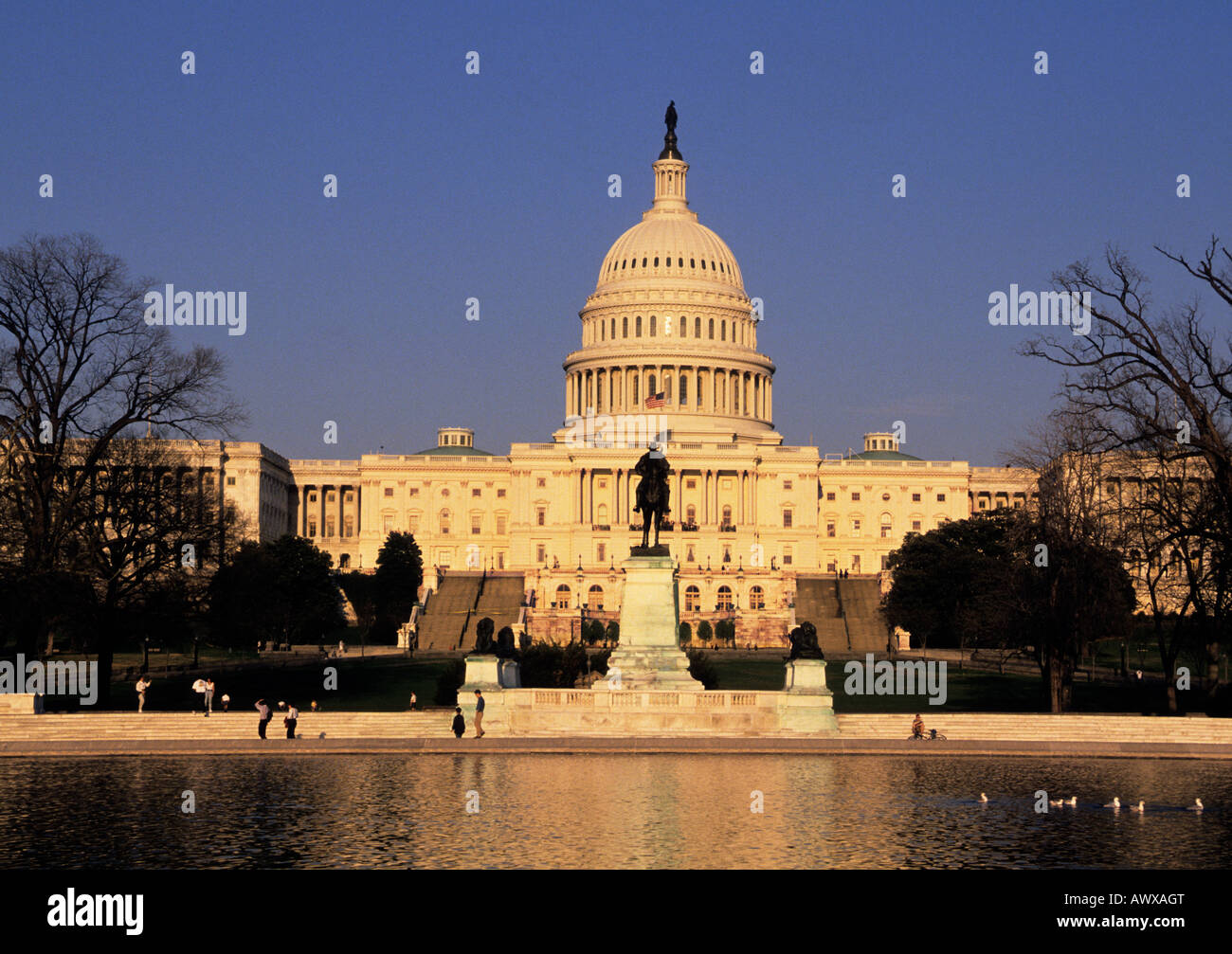 Washington DC, US Capitol Building front at dusk, The Ulysses S Grant ...
