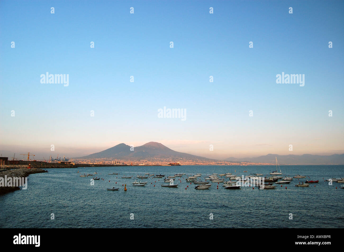 A photograph looking across the Gulf of Naples at Naples and Mt ...