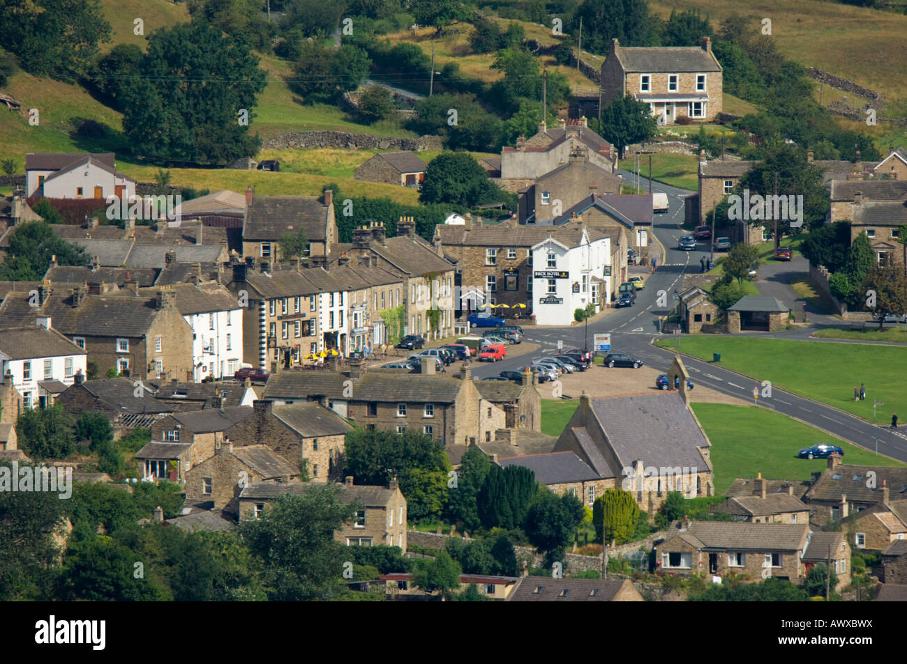 The village of Reeth, in Swaledale, in the Yorkshire Dales National ...
