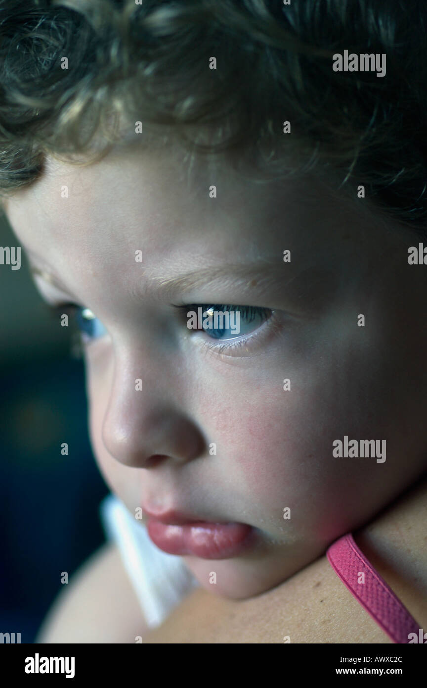 Tired boy lonely child portrait hi-res stock photography and images - Alamy
