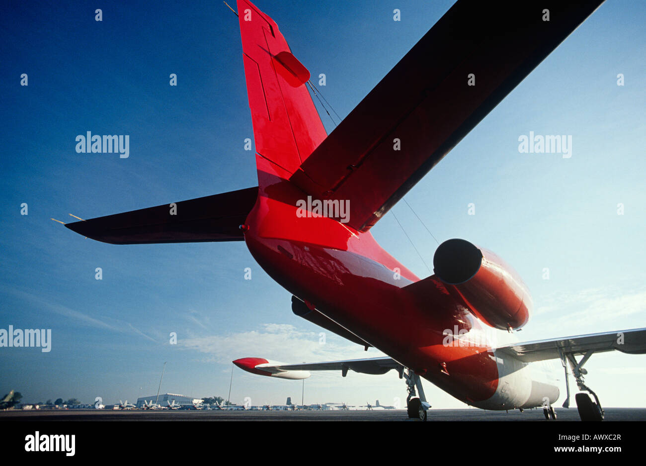 Rear view Westwind twin-engine jet aeroplane Stock Photo - Alamy