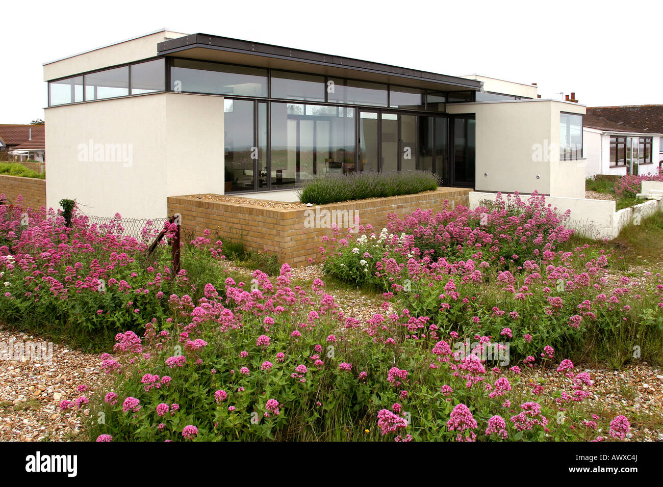 UK England West Sussex Pagham modern concrete built seafront building ...