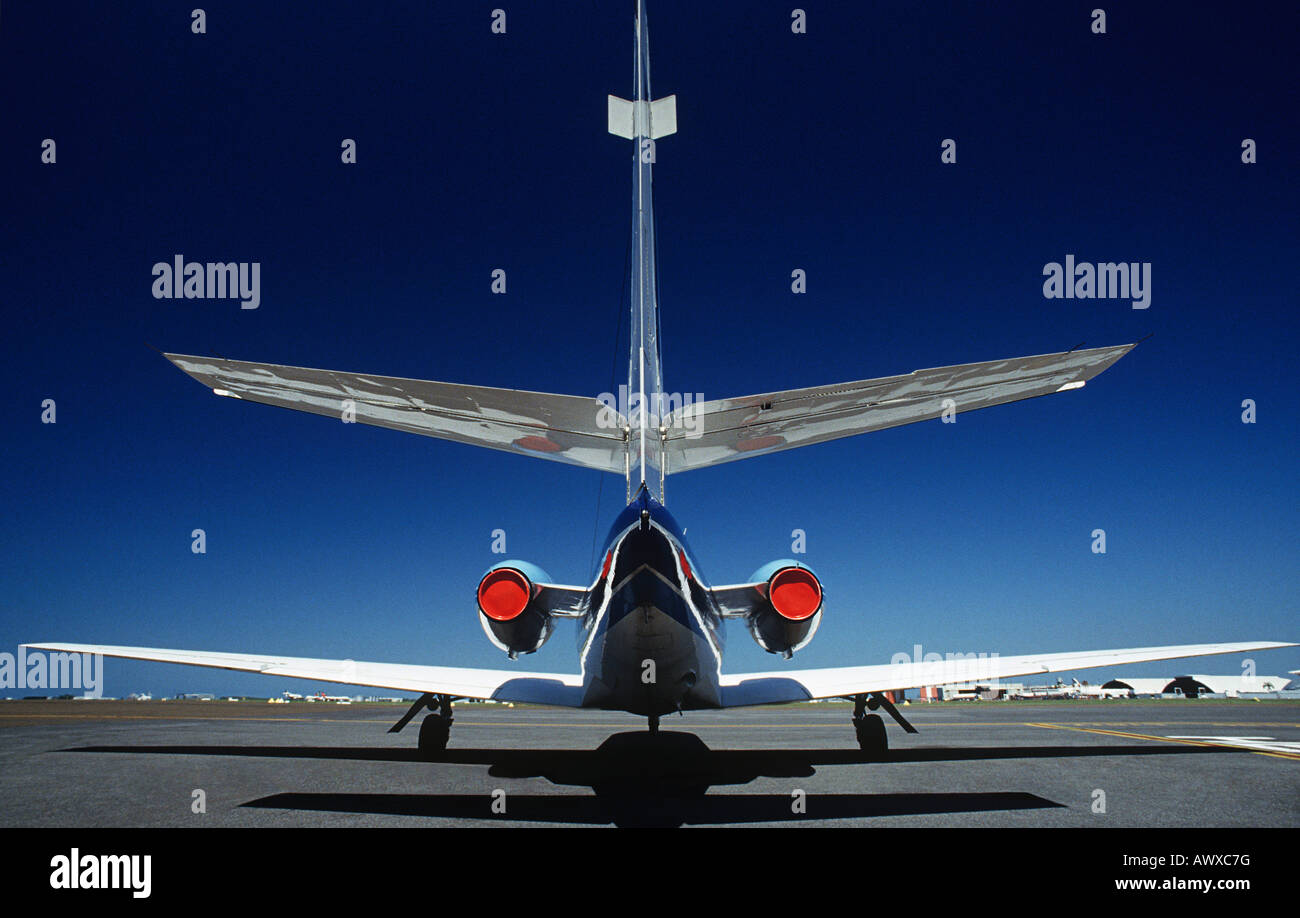 Tail fin of airplane, back view Stock Photo - Alamy