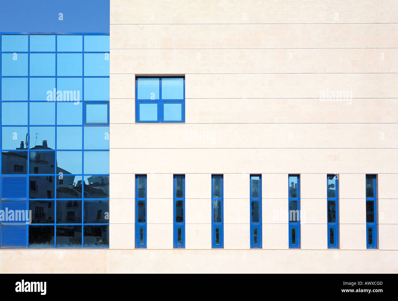 Stunning architecture and blue mirrored windows of modern building in ...