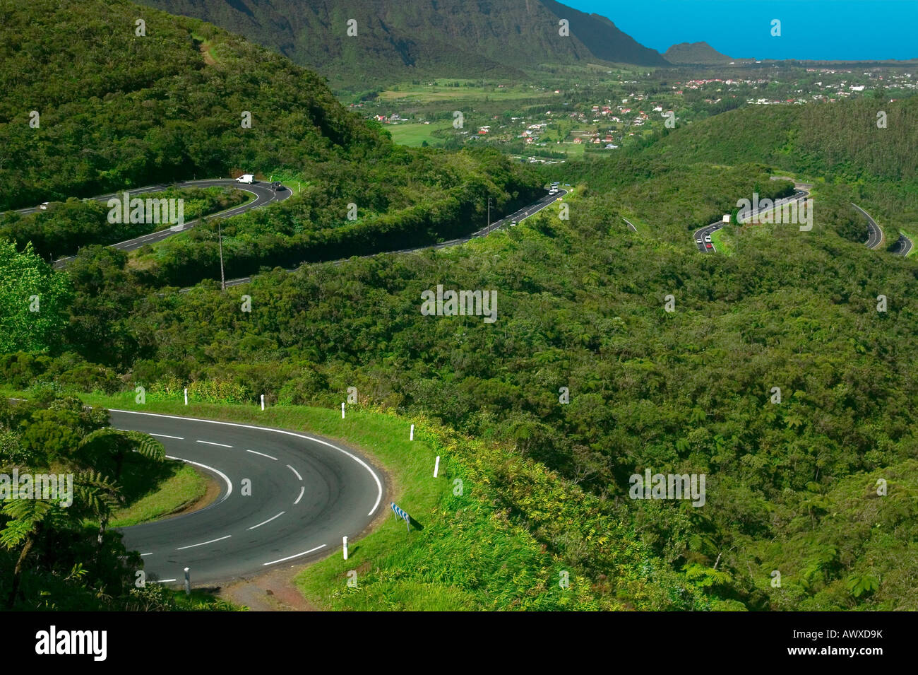 ROAD OF PLAINS - REUNION ISLAND Stock Photo - Alamy